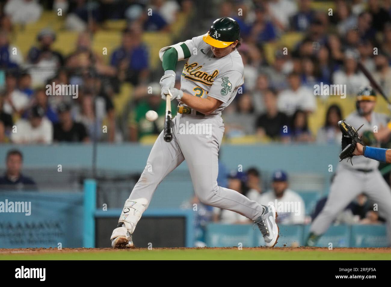 Oakland Athletics' Tyler Soderstrom (37) hits a home run during the ...