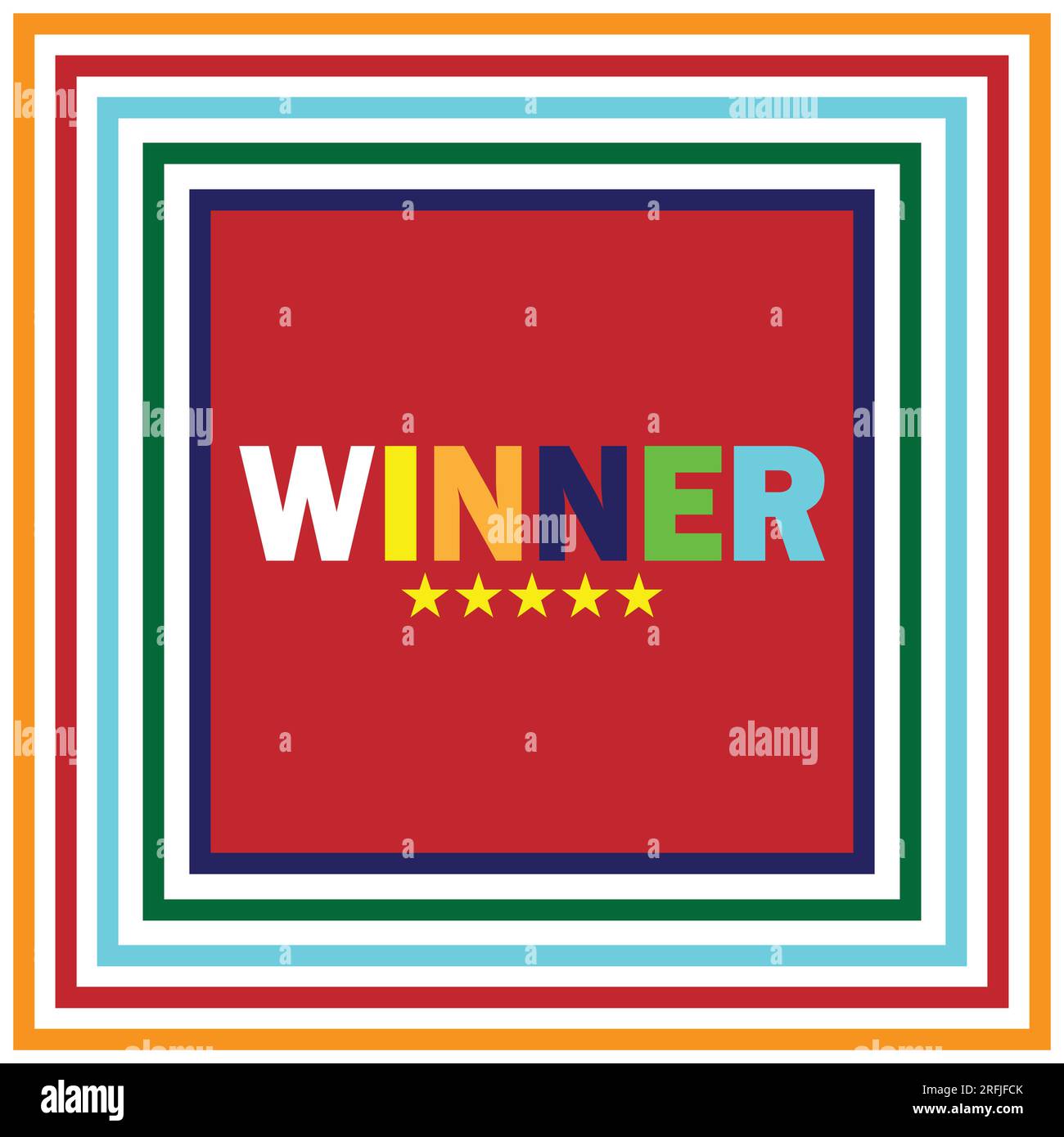 Winner word in multicolored square frame. Winners lottery game jackpot ...