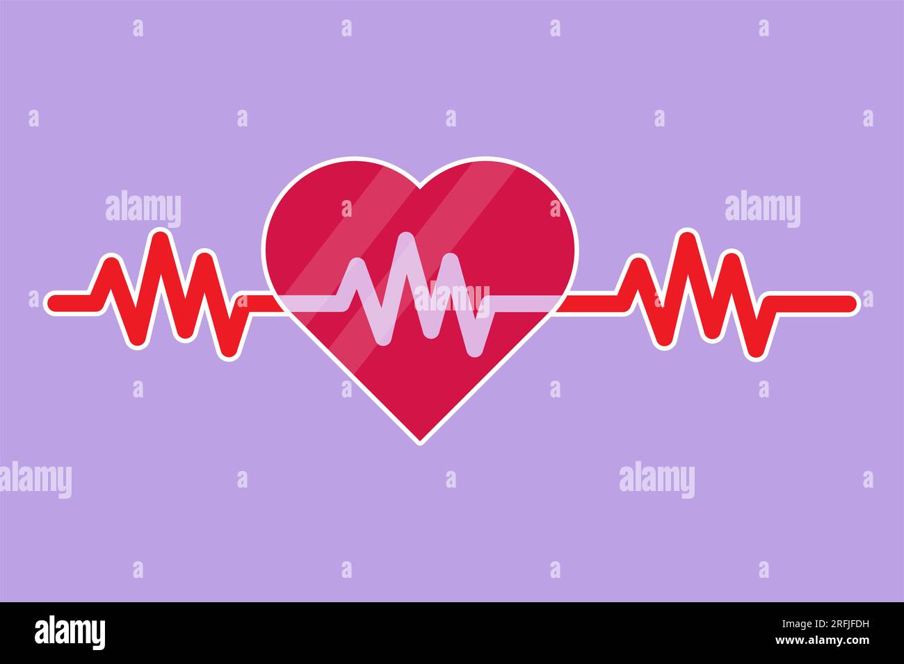 Character flat drawing heart pulse with love shape logo, label, symbol ...