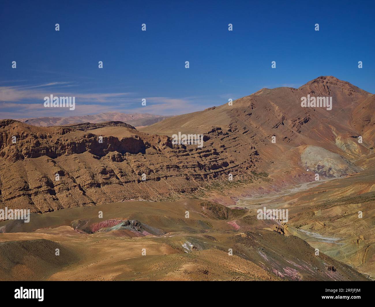 Dry and arid deserted region in a desert landscape in the mountains of ...