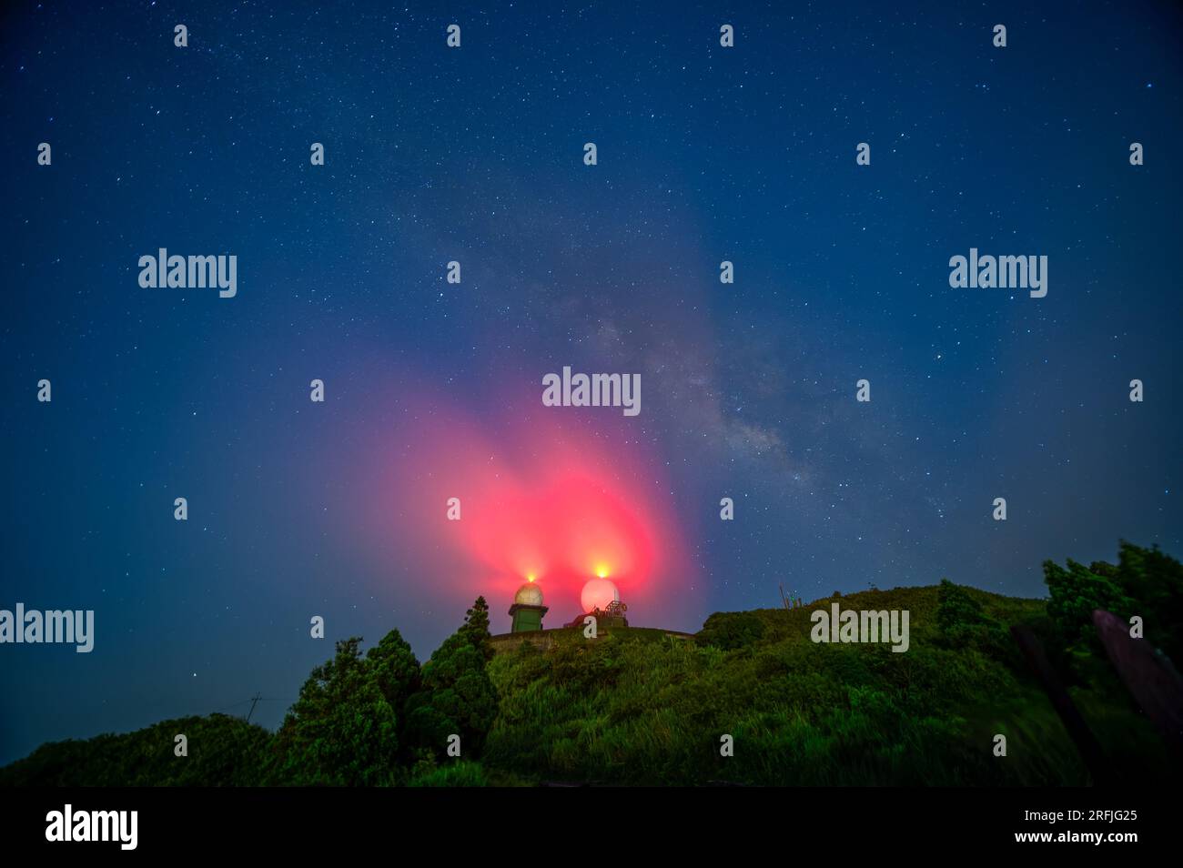 Gazing upon the Night Sky from the Summit. The radome glows ...