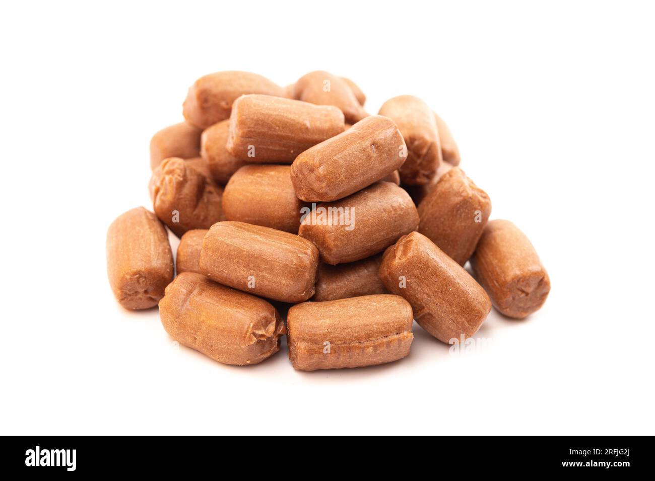 Freeze Dried Chocolate Candy Rolls on a White Background Stock Photo ...