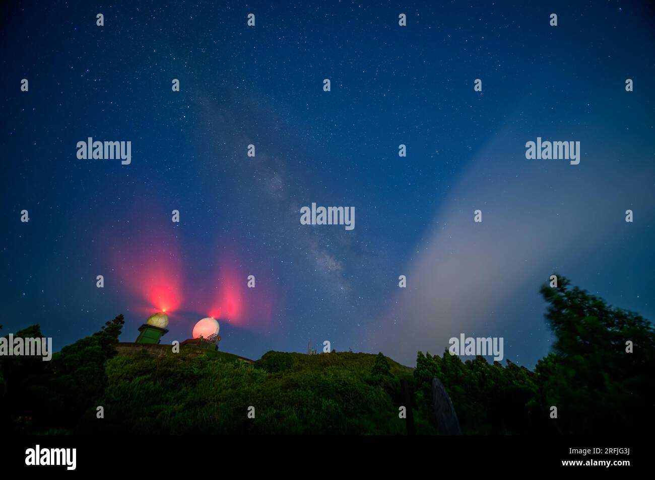 Gazing upon the Night Sky from the Summit. The radome glows ...