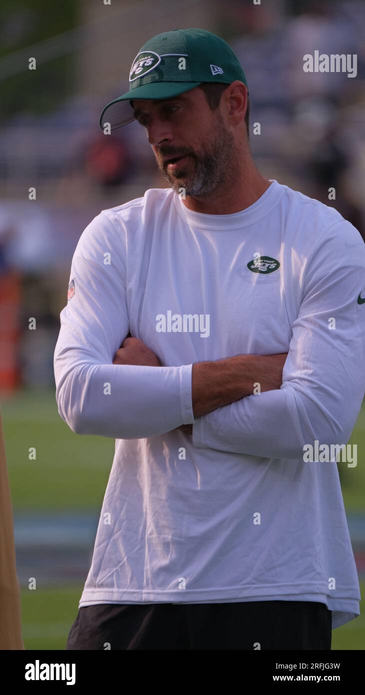 Canton, Ohio, USA. 3rd Aug, 2023. Aaron Rodgers #8 during the New York ...