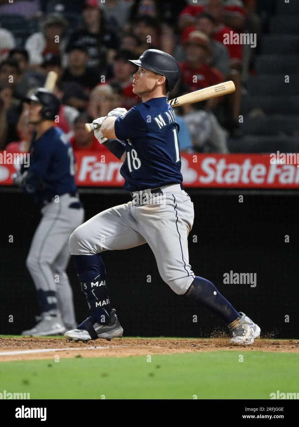 ANAHEIM, CA - AUGUST 03: Seattle Mariners left fielder Cade Marlowe (18 ...