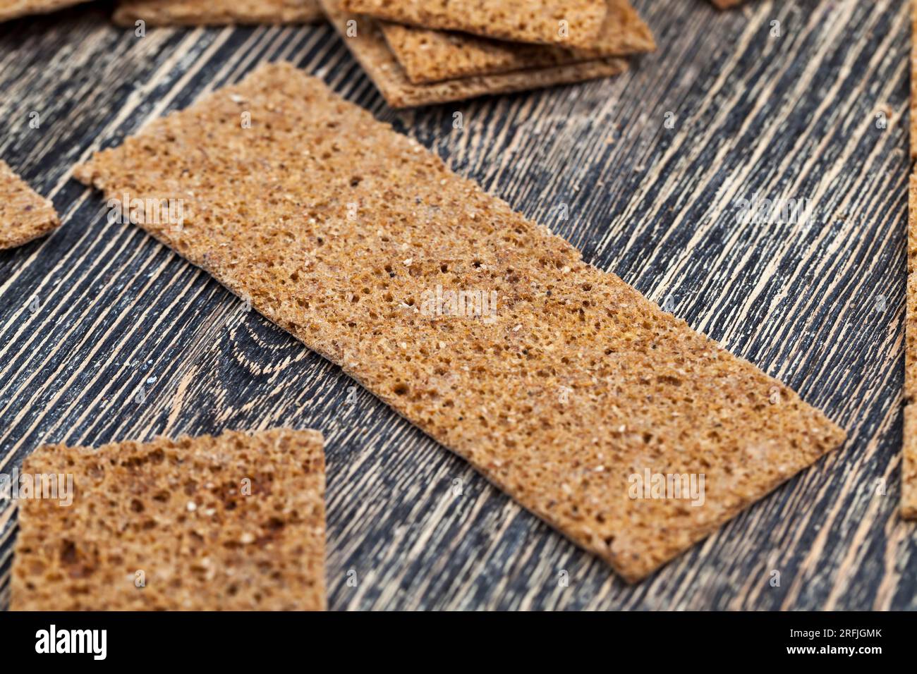dry crusty bread made from rye flour with coriander, thin bread as a ...