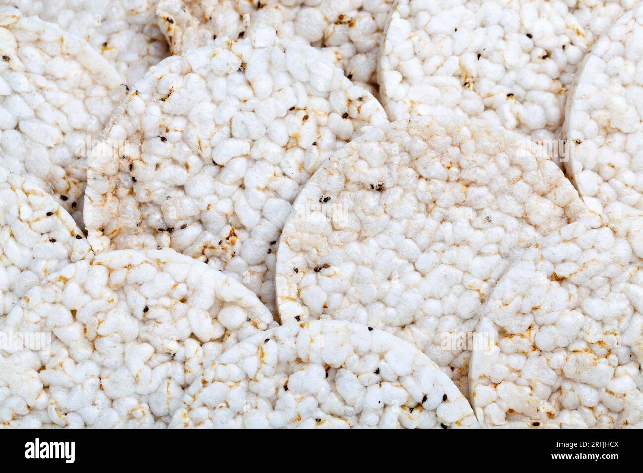 processed rice from which crispy round loaves are made, round rice ...