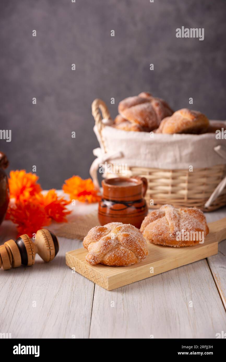 Pan de Muerto. Typical Mexican sweet bread that is consumed in the ...