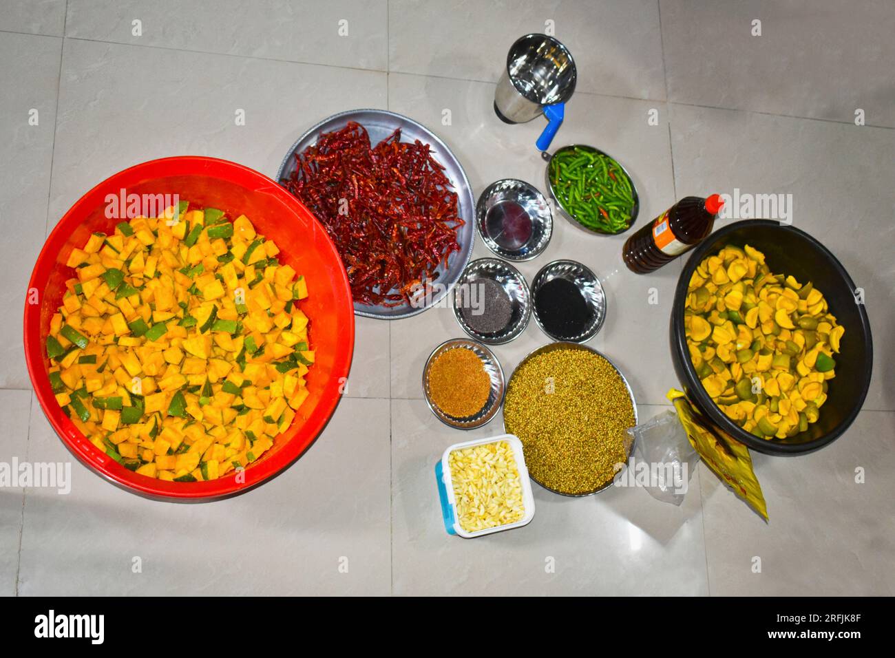 Image of Ingredients for Making Homemade Mango Pickle or Aam Ka Achar ...