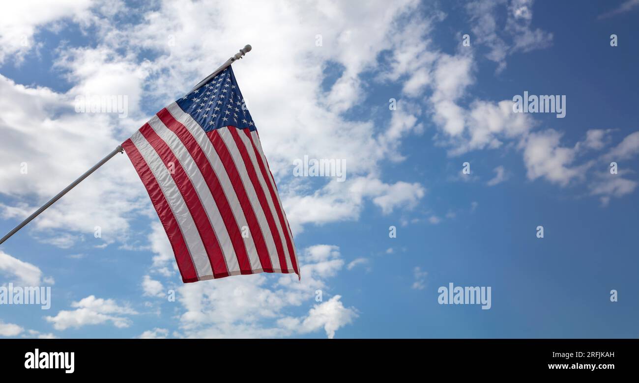 Waving American Flag In Sky
