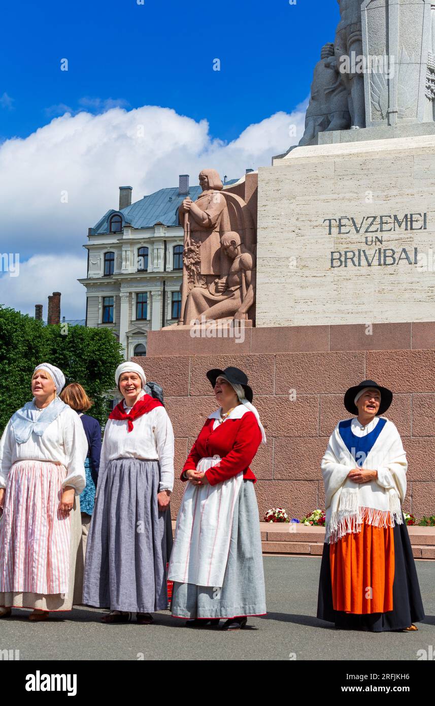 Women in traditional Latvian dress, Riga, Latvia, Europe Stock Photo ...