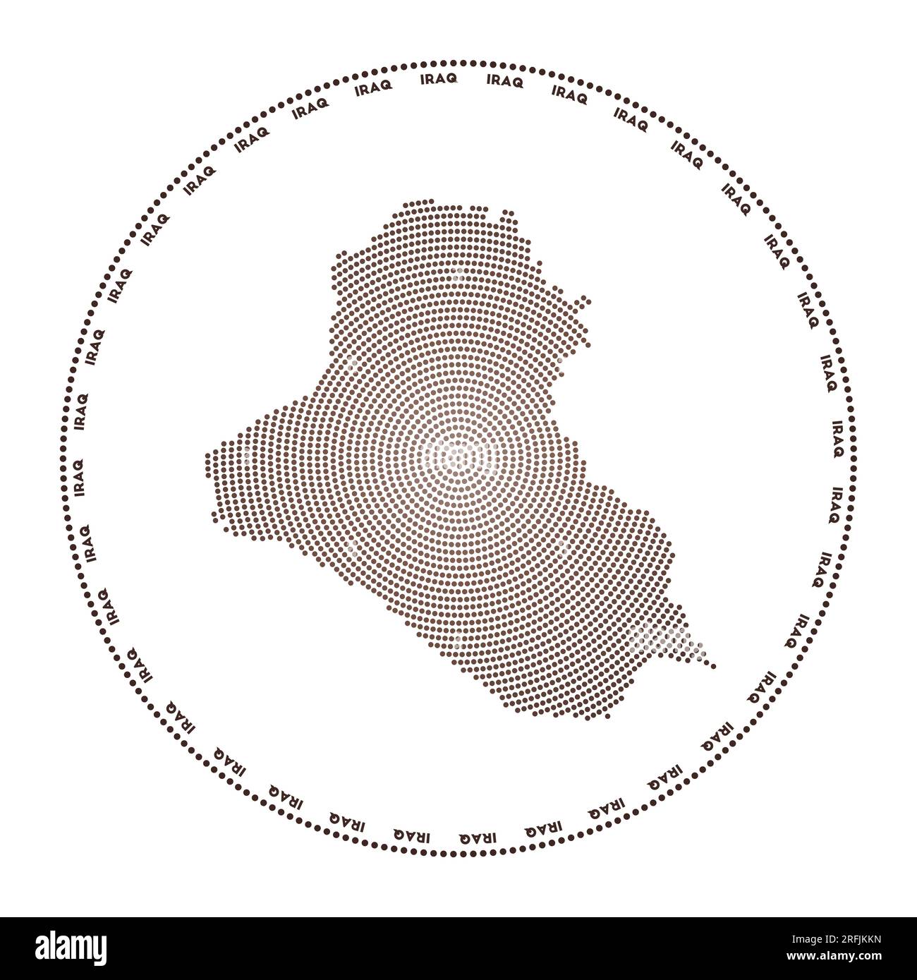 Republic of Iraq round logo. Digital style shape of Republic of Iraq in ...