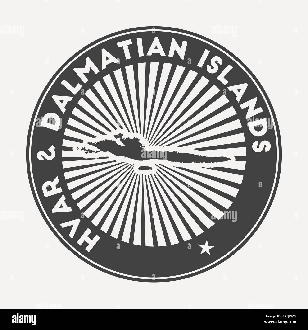 Hvar And Dalmatian Islands Round Logo Vintage Travel Badge With The Circular Name And Map Of