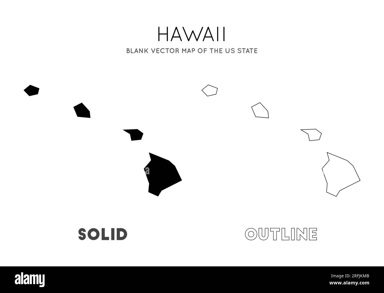 Hawaii map. Blank vector map of the US state. Borders of Hawaii for ...