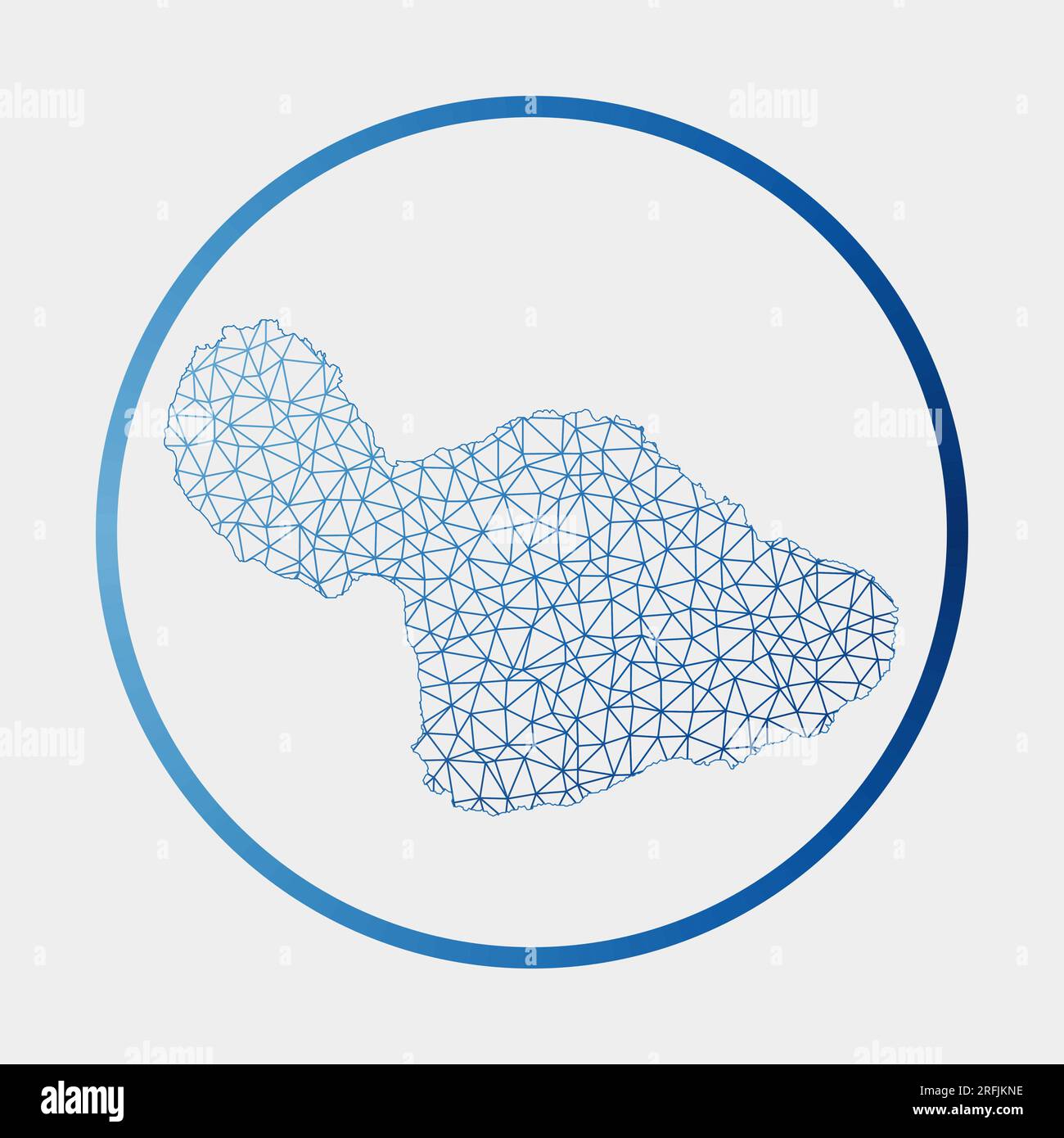 Maui icon. Network map of the island. Round Maui sign with gradient ...