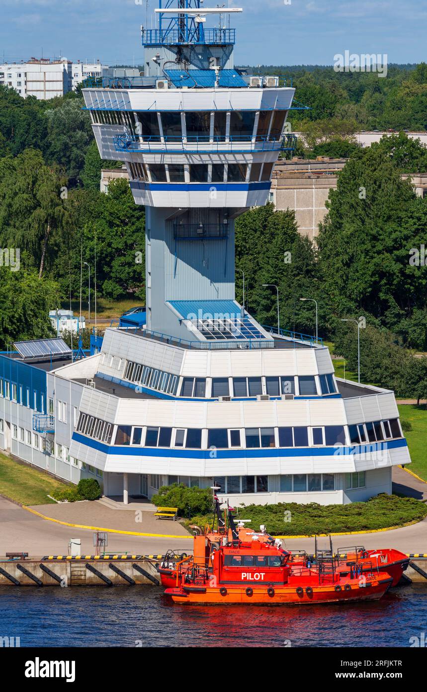 Port Control & Pilot Station, Daugava River, Riga, Latvia, Europe Stock ...