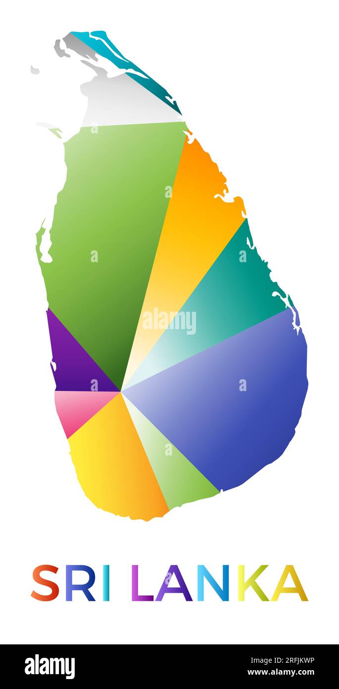 Bright colored Sri Lanka shape. Multicolor geometric style country logo ...