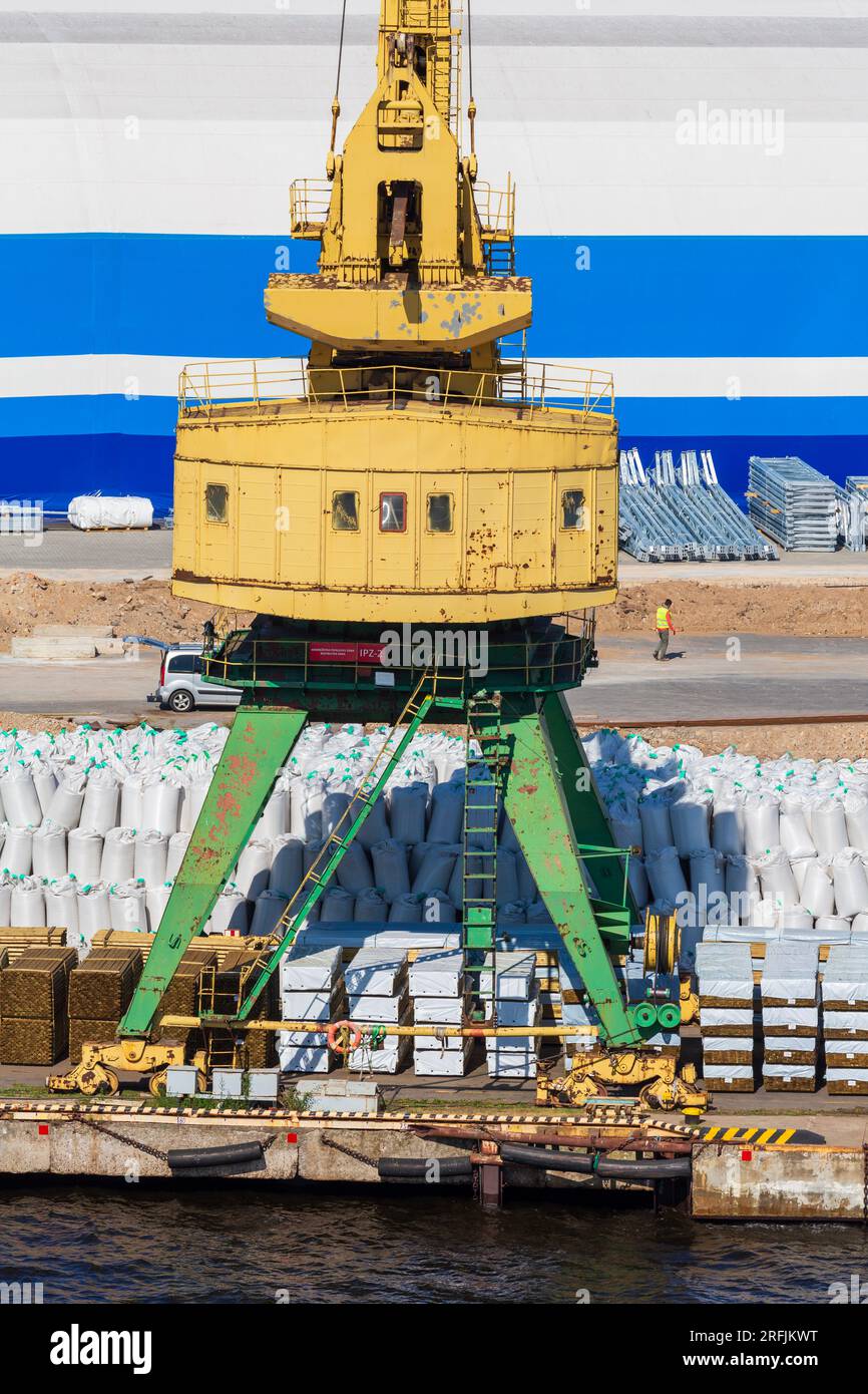 Dock crane, Daugava River, Riga, Latvia, Europe Stock Photo - Alamy