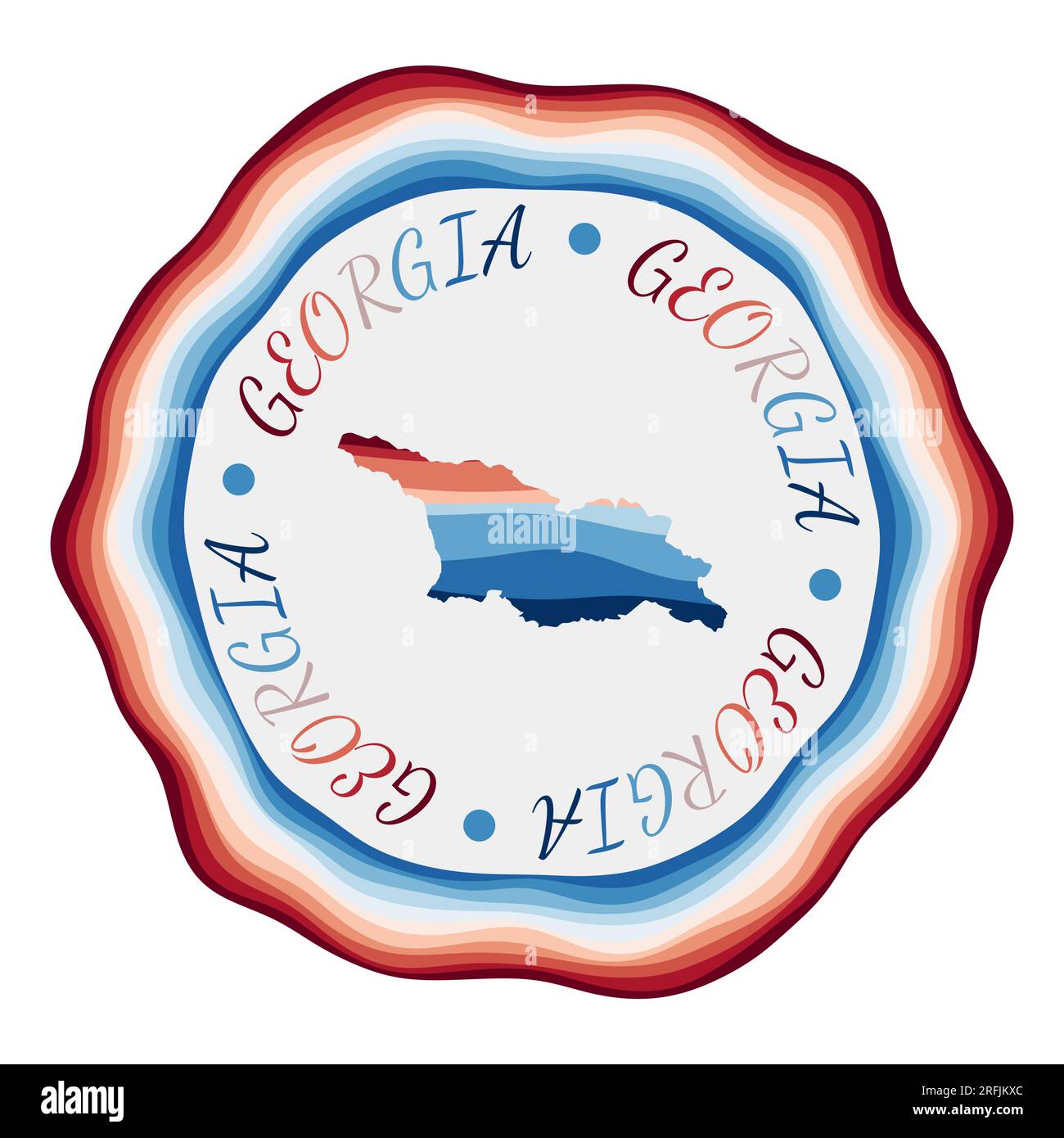 Georgia badge. Map of the country with beautiful geometric waves and ...