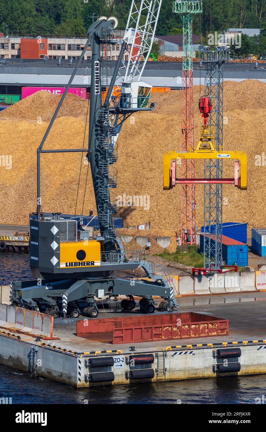 Dock crane, Daugava River, Riga, Latvia, Europe Stock Photo - Alamy