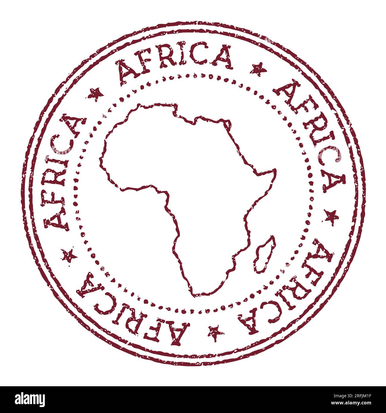 Africa round rubber stamp with continent map. Vintage red passport ...