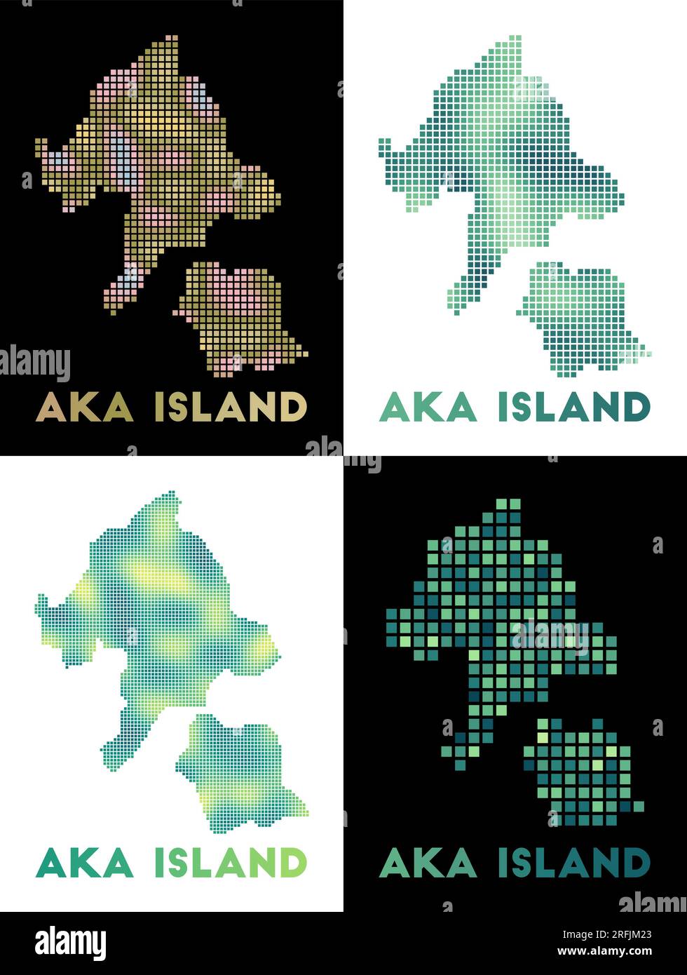 Aka Island map. Collection of map of Aka Island in dotted style. Vector ...