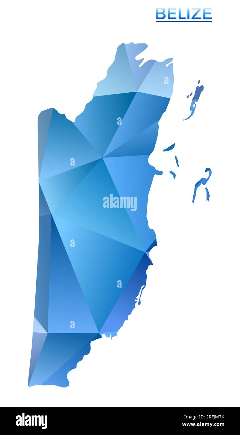 Vector polygonal Belize map. Vibrant geometric country in low poly style. Attractive ...