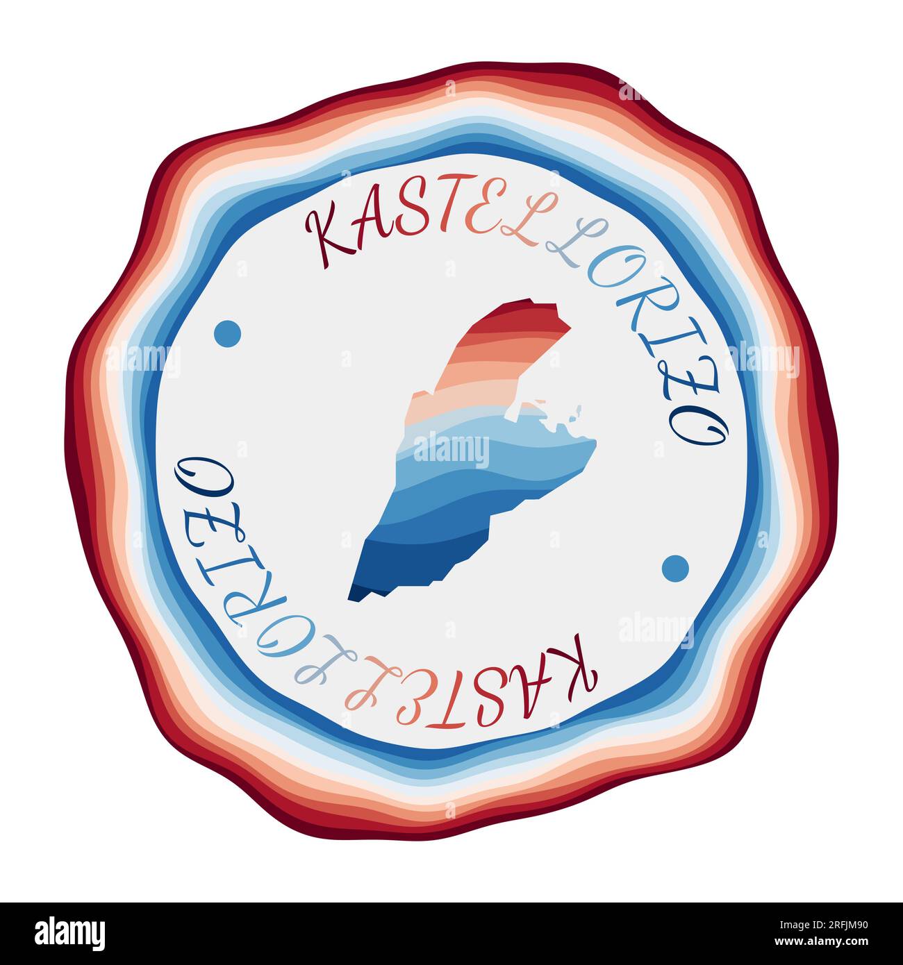 Kastellorizo badge. Map of the island with beautiful geometric waves ...