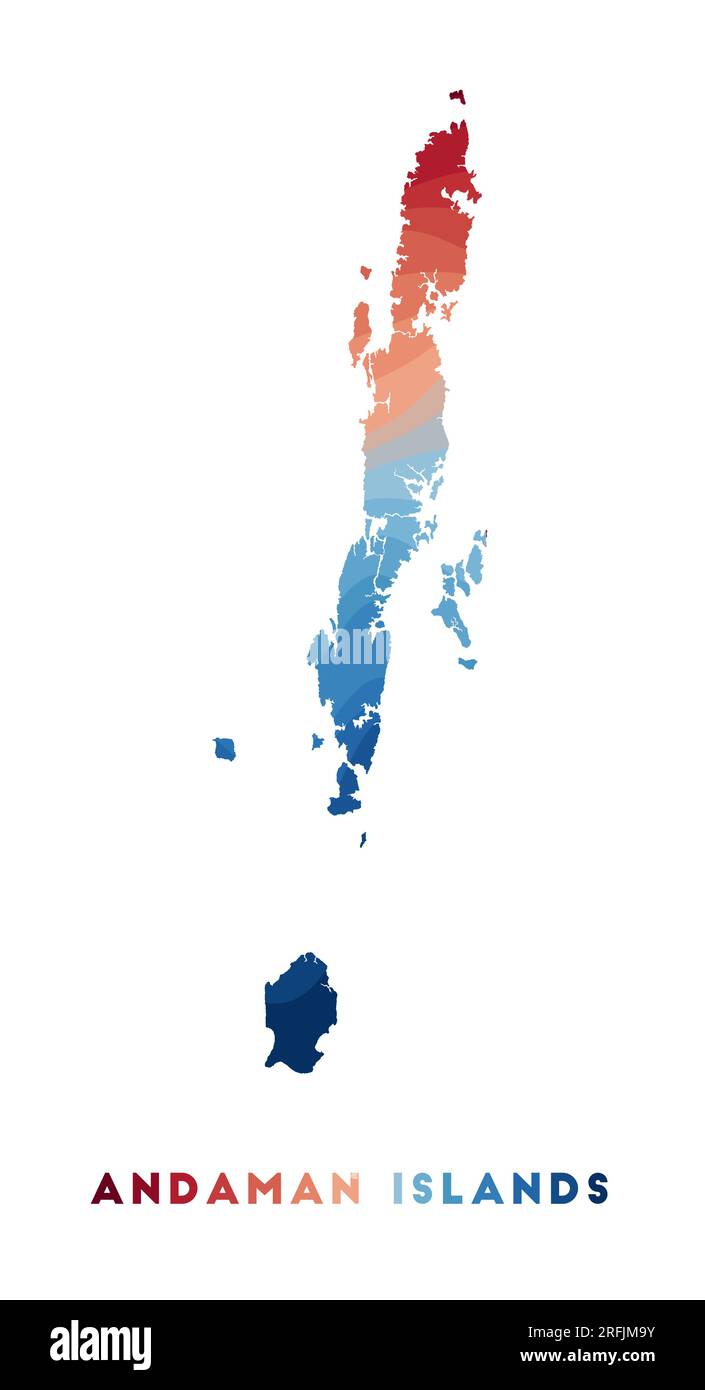 Andaman Islands map. Map of the island with beautiful geometric waves ...
