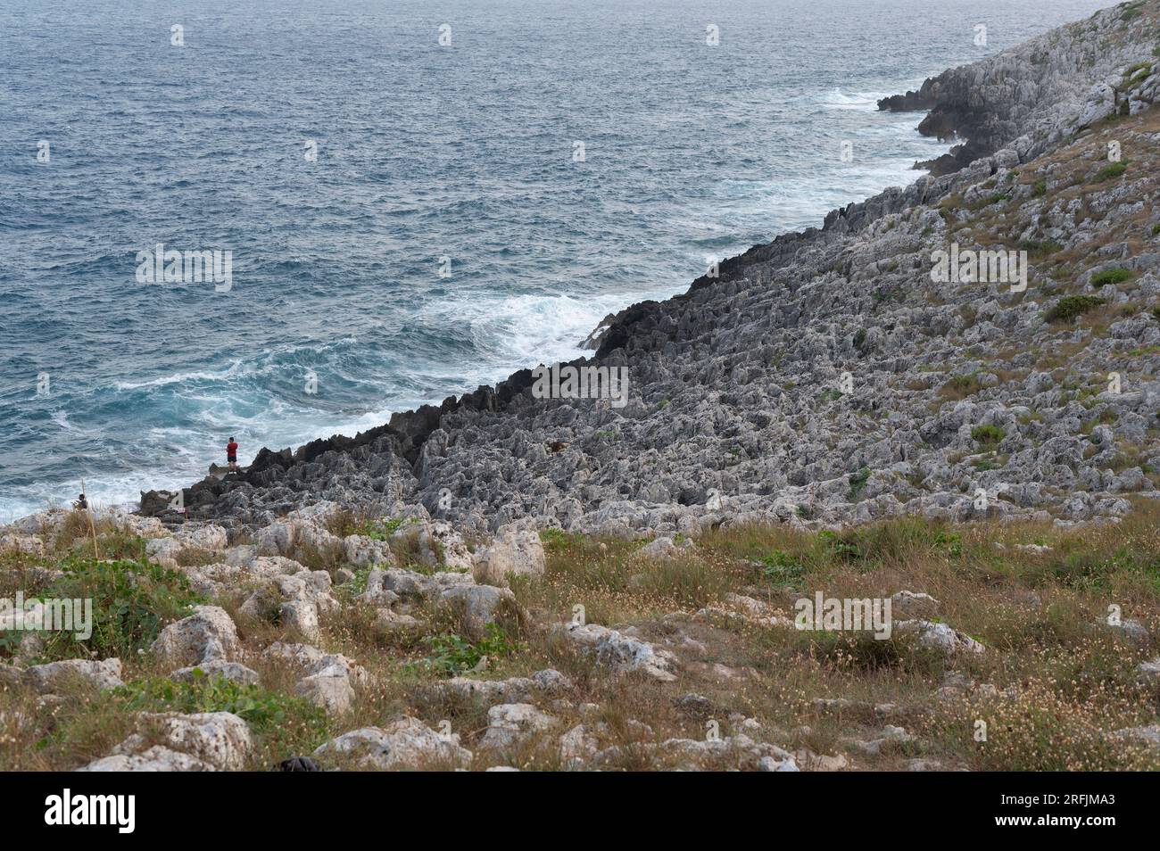 Cape of Otranto, Apulia (Italy). July 2023. Panorama of the easternmost ...
