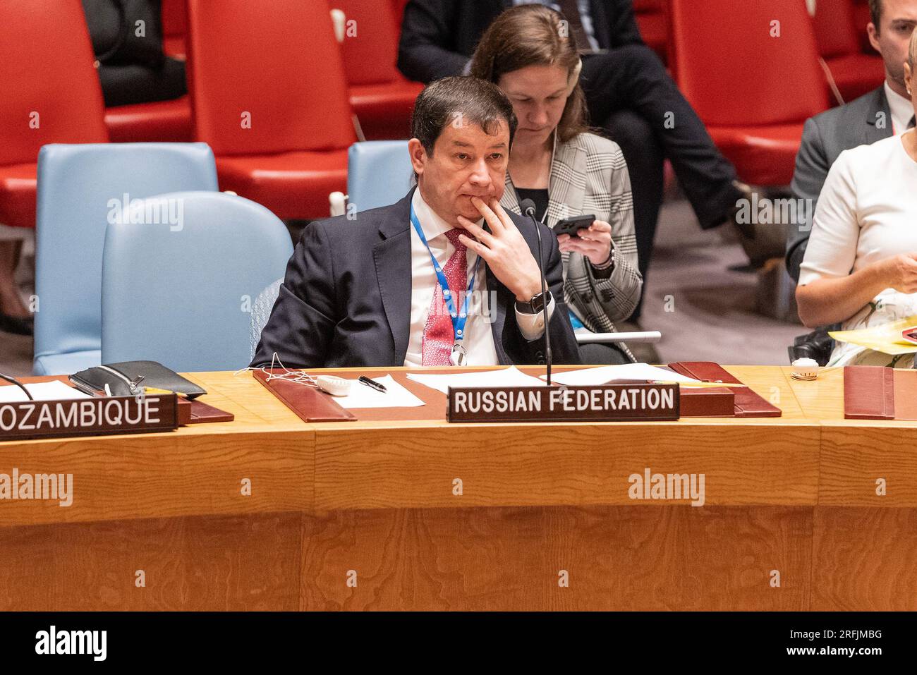 New York, New York, USA. 3rd Aug, 2023. Ambassador Dmitry Polyanskiy of ...
