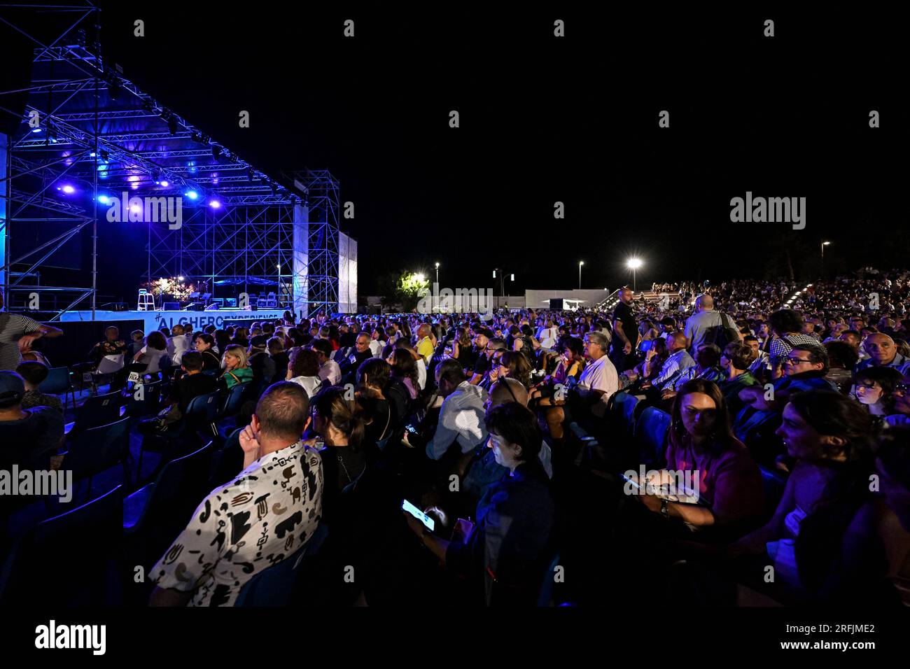 Alghero, Italy. 03rd Aug, 2023. Angelo Pintus - Fans during Angelo ...