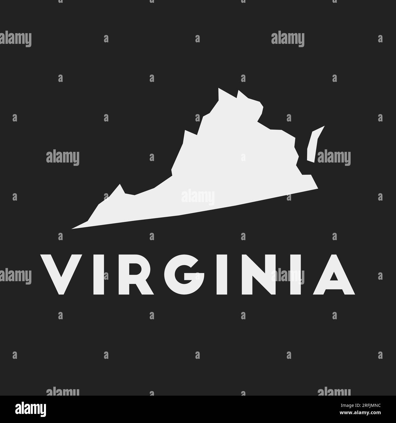 Virginia icon. US state map on dark background. Stylish Virginia map ...