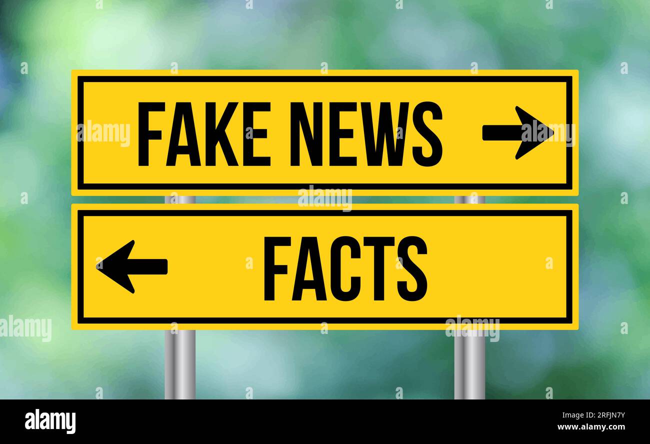 Fake news or facts road sign on blur background Stock Photo - Alamy