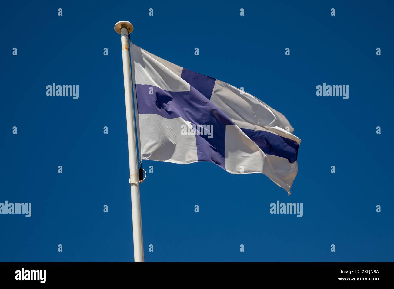 finland flag finnish National state country flag on top of the mast in ...