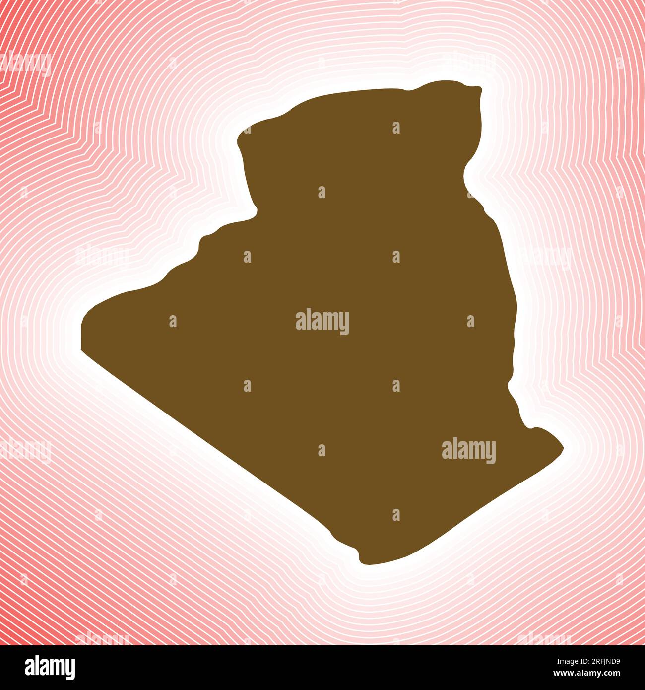 Algeria Map Icon Country Shape On Radiant Striped Gradient Background