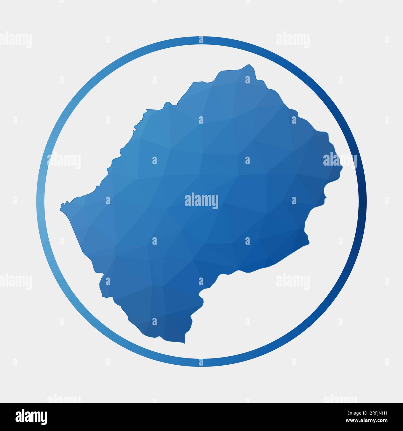 Lesotho Icon Polygonal Map Of The Country In Gradient Ring Round Low