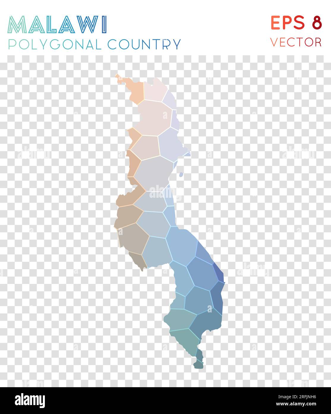 Malawi polygonal map, mosaic style country. Surprising low poly style ...
