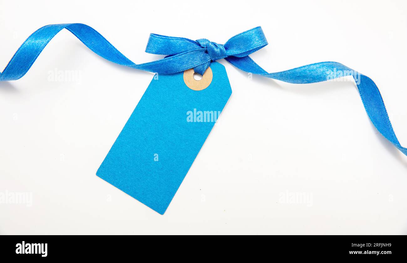 Blank blue price tag isolated on white background. Pastel color empty ...