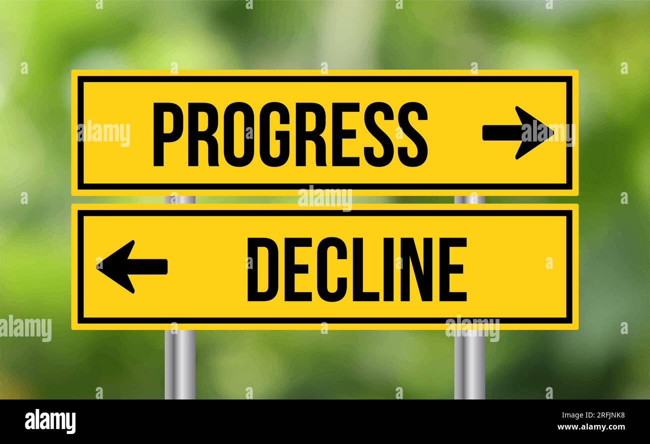 Progress or decline road sign on blur background Stock Photo - Alamy