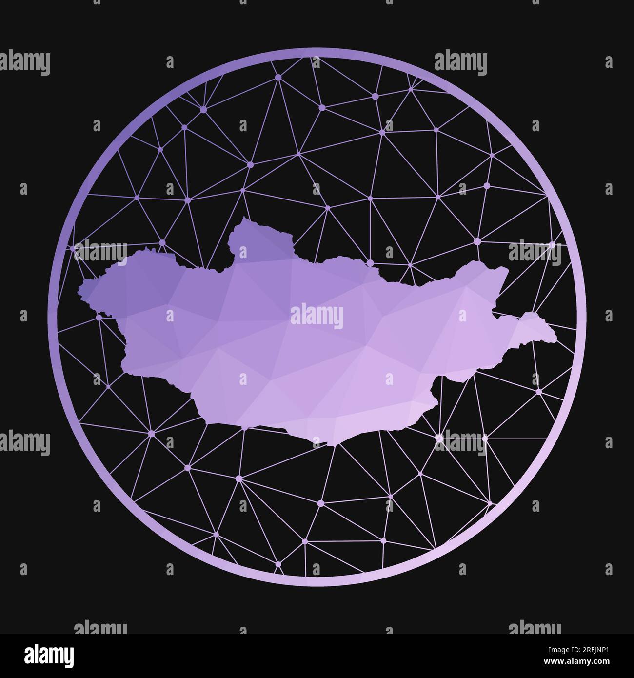 Mongolia icon. Vector polygonal map of the country. Mongolia icon in ...