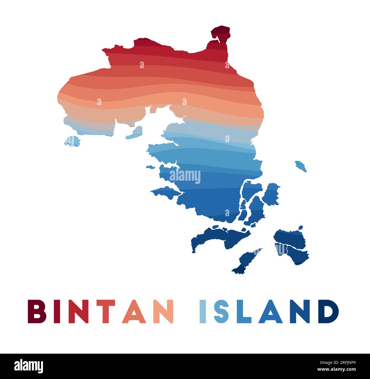 Bintan Island map. Map of the island with beautiful geometric waves in ...