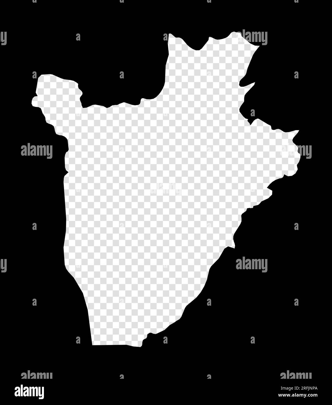 Stencil map of Burundi. Simple and minimal transparent map of Burundi. Black rectangle with cut ...