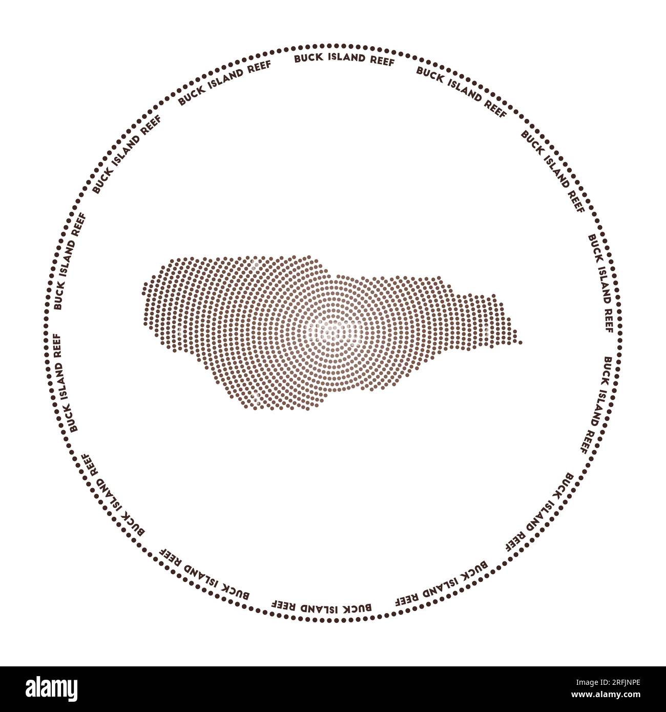 Buck Island Reef round logo. Digital style shape of Buck Island Reef in ...