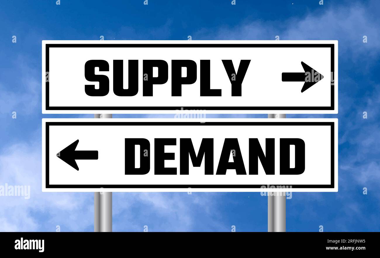 Supply or demand road sign on cloudy sky background Stock Photo - Alamy