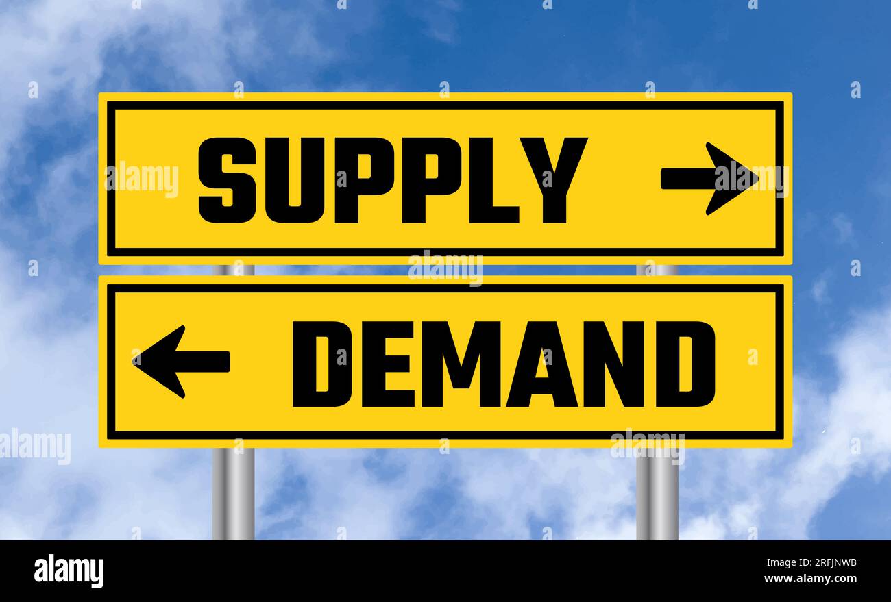 Supply or demand road sign on cloudy sky background Stock Photo - Alamy