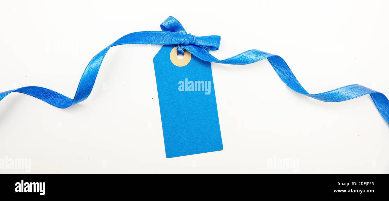 Blank blue price tag isolated on white background. Pastel color empty ...