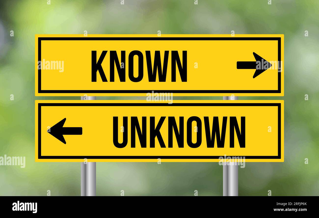 Known or unknown road sign on blur background Stock Photo - Alamy