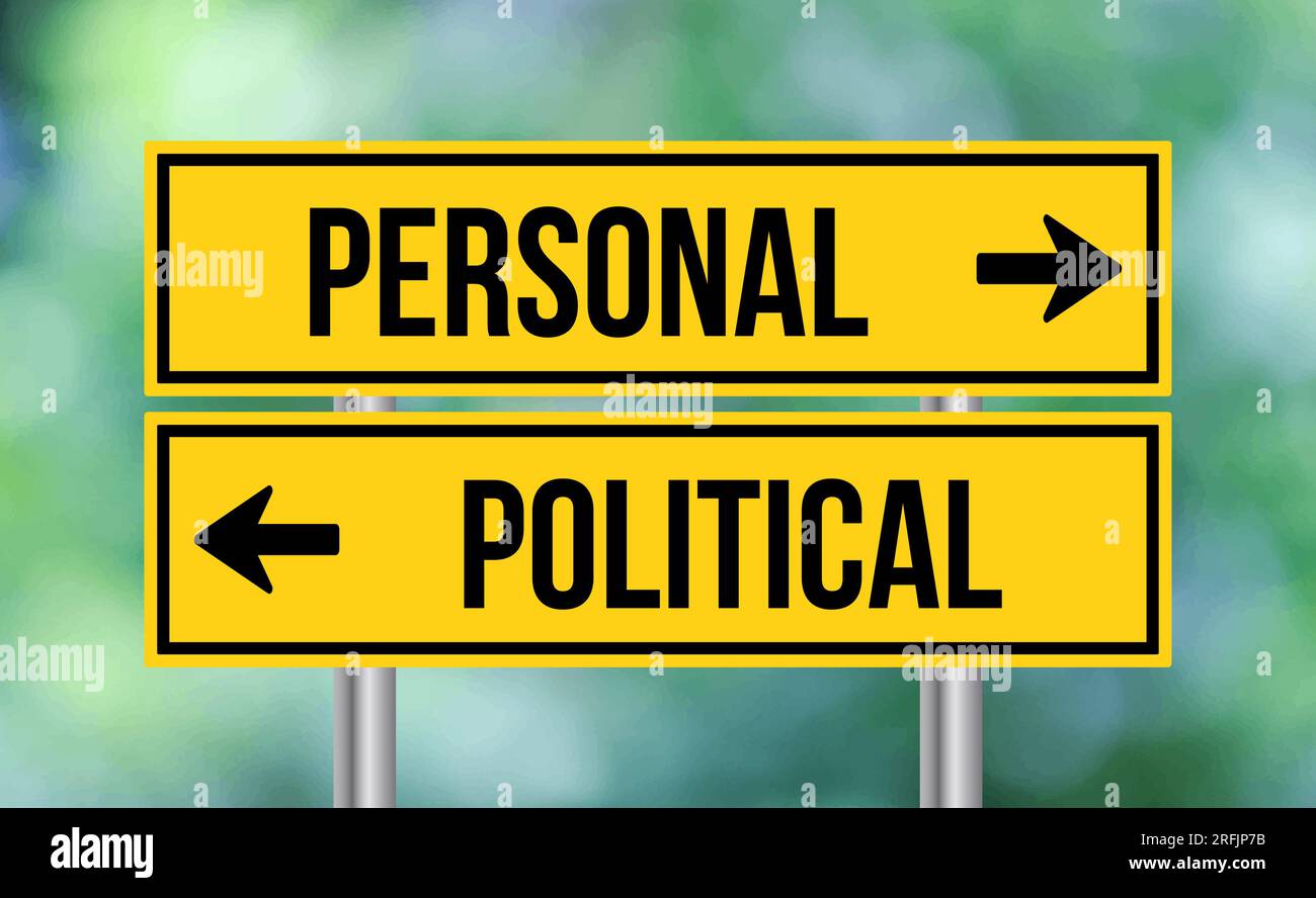 Personal or political road sign on blur background Stock Photo - Alamy