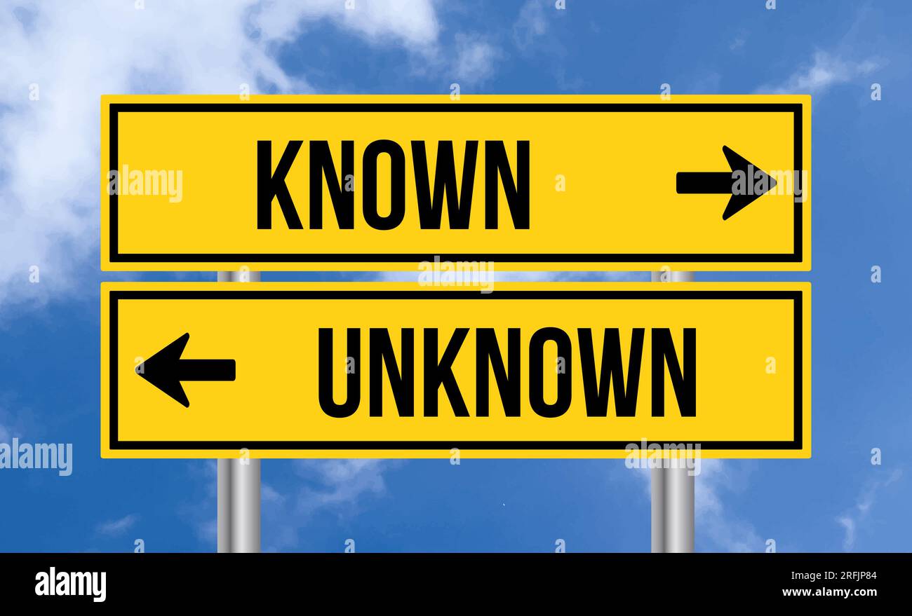 Known or unknown road sign on cloudy sky background Stock Photo - Alamy